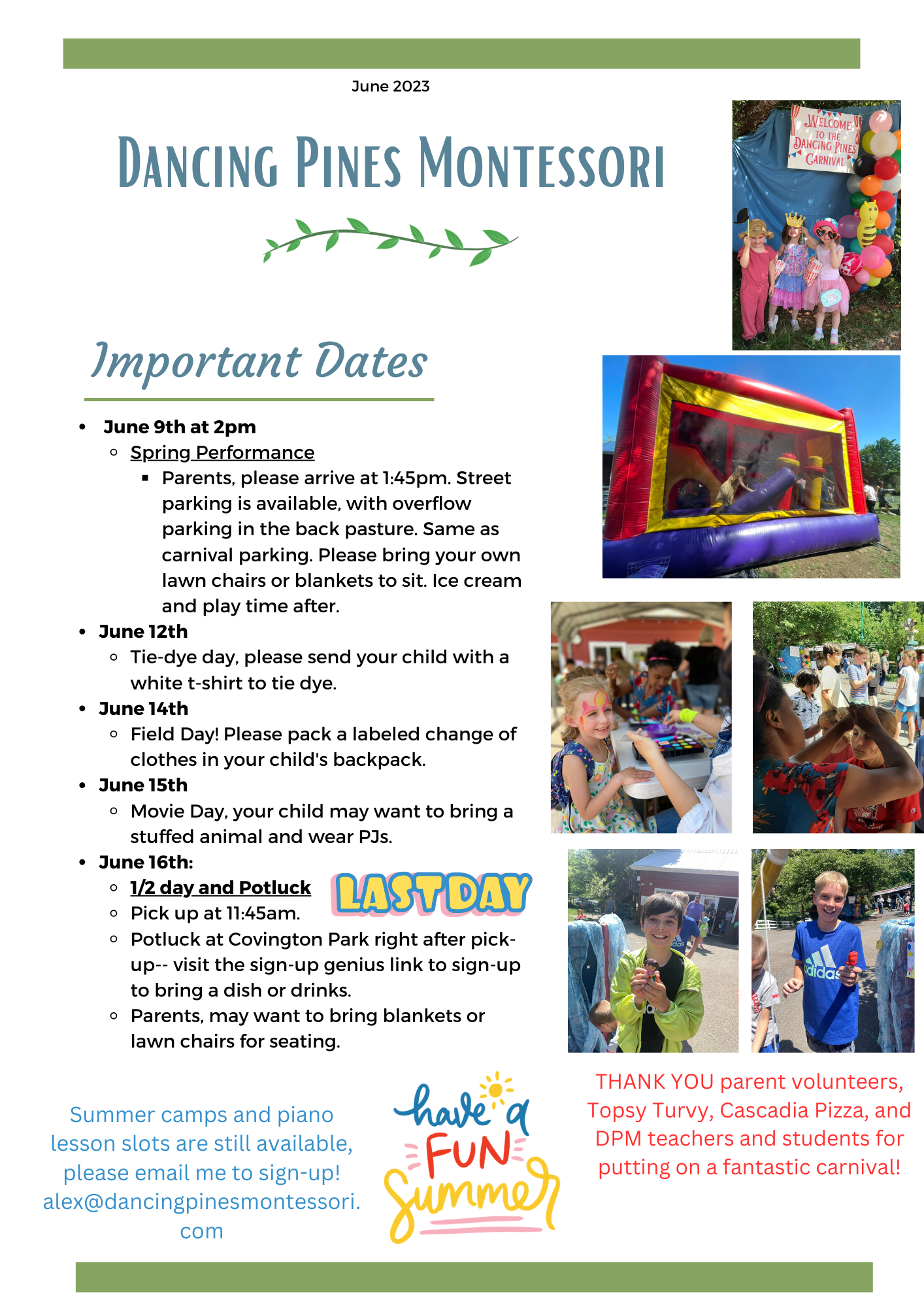 Newsletters and key dates