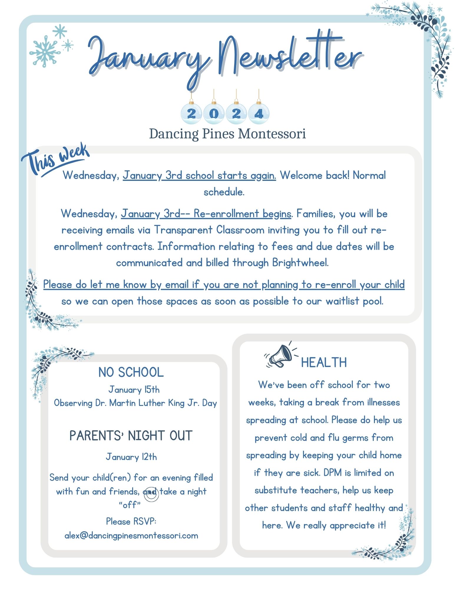 Newsletters and key dates