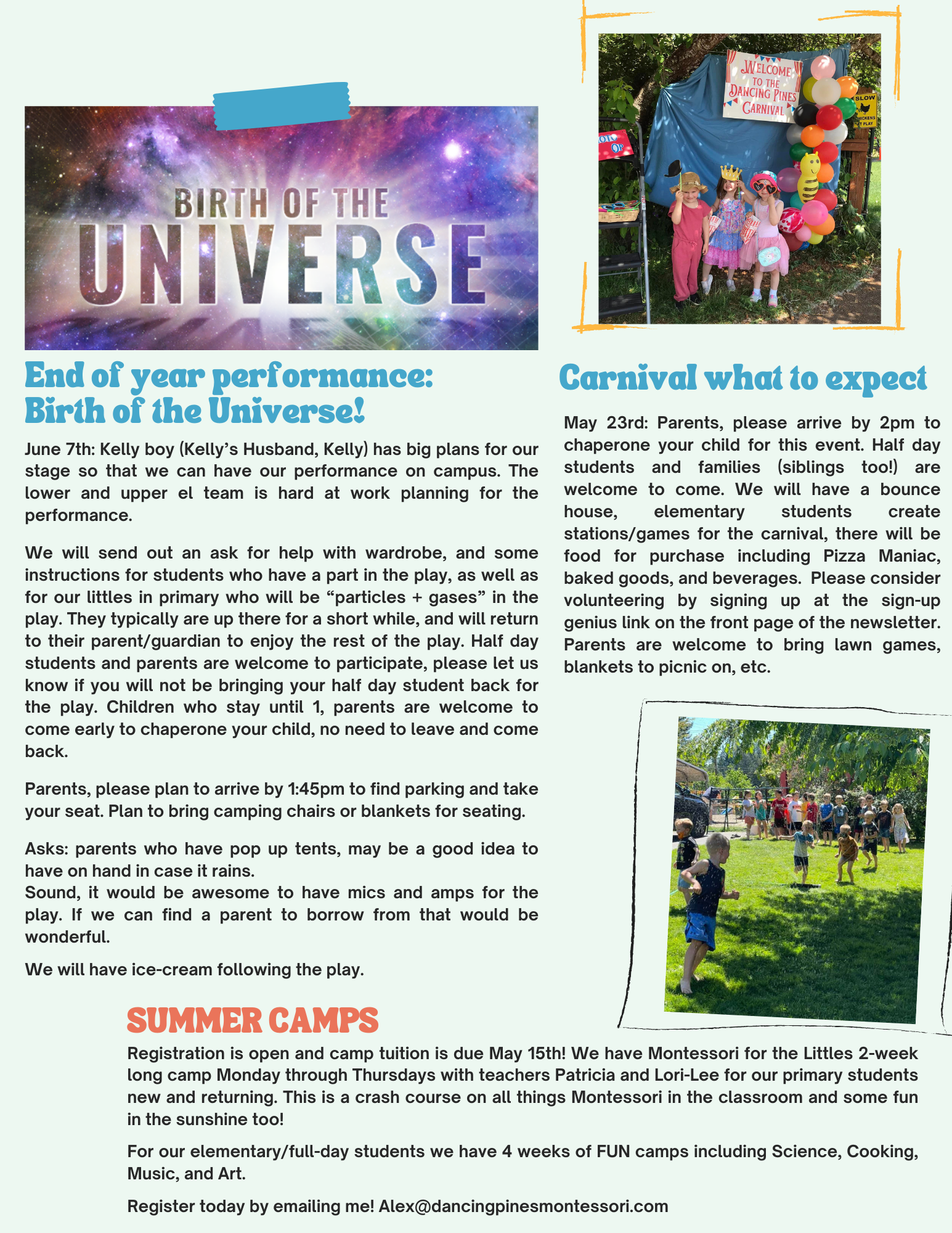 Newsletters and key dates